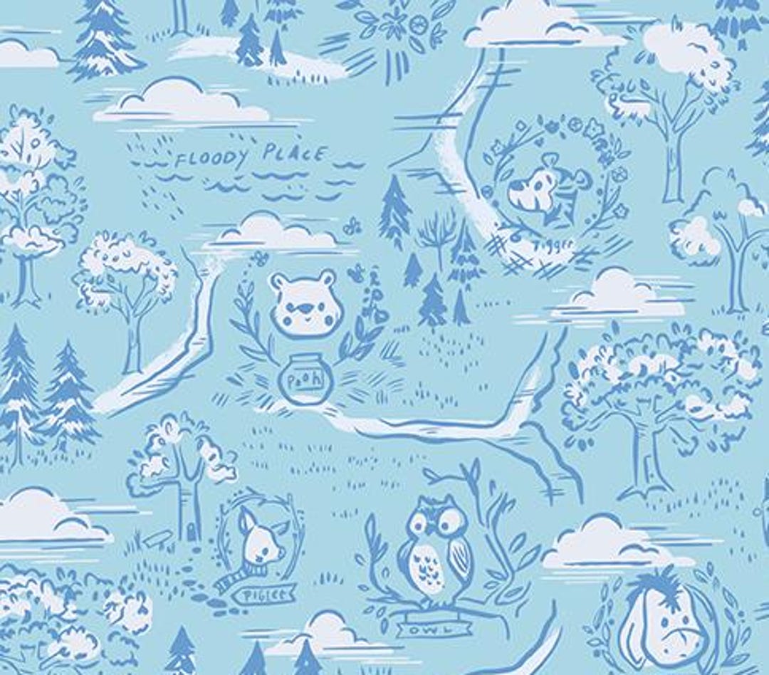 100 Aker Woods 100 Aker Woods Map Sky by Jill Howarth for Riley Blake ...