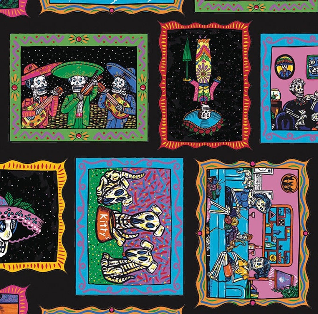 Amor Eterno Main Black by Kathy Cano-murillo for Riley Blake, 1/2 Yard ...