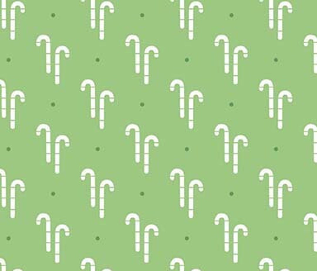 Cozy Christmas Candy Canes Green by Lori Holt for Riley Blake, 1/2 Yard ...