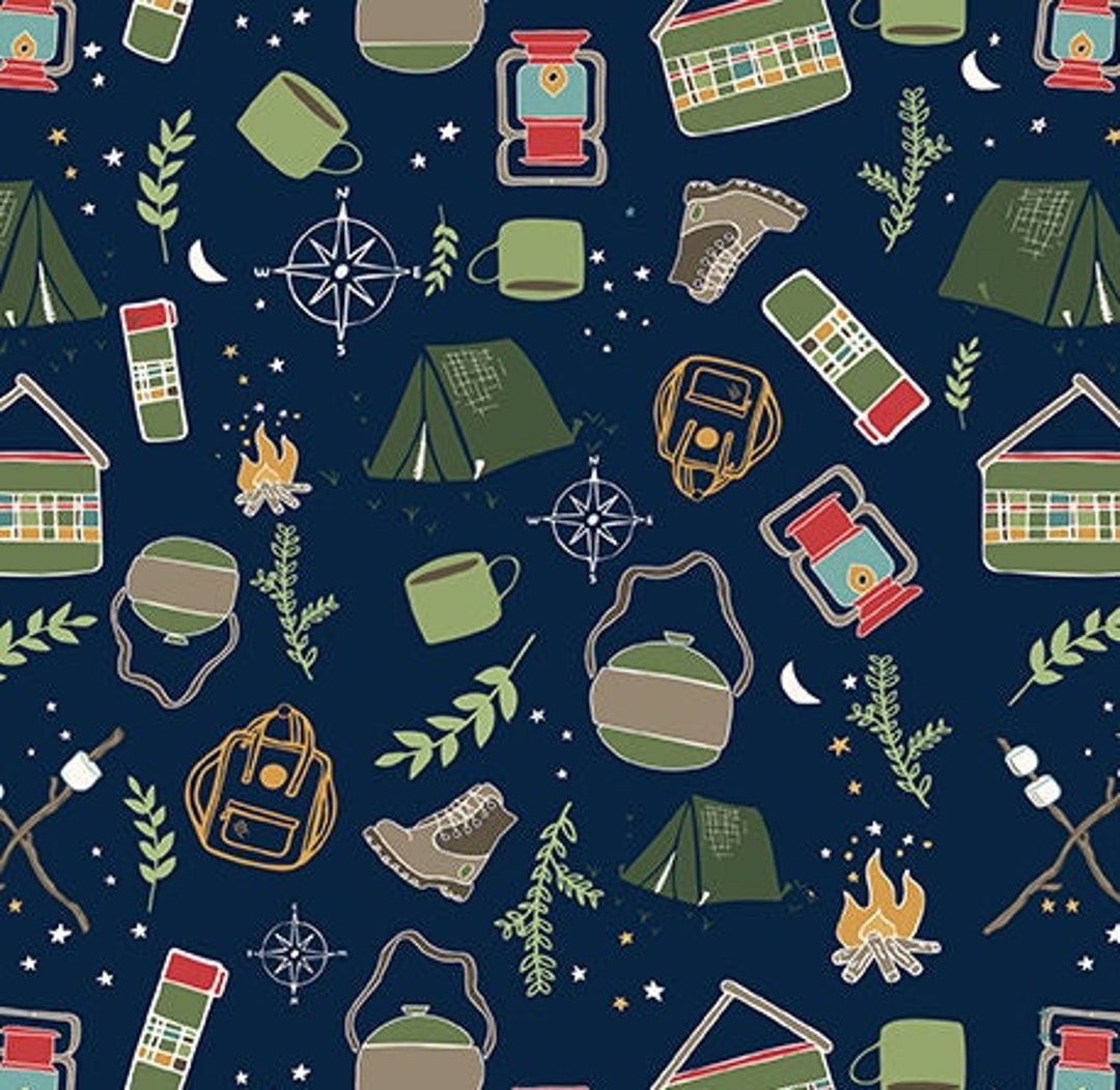 Love You S'more Main Navy by Gracey Larson for Riley Blake, 1/2 Yard ...