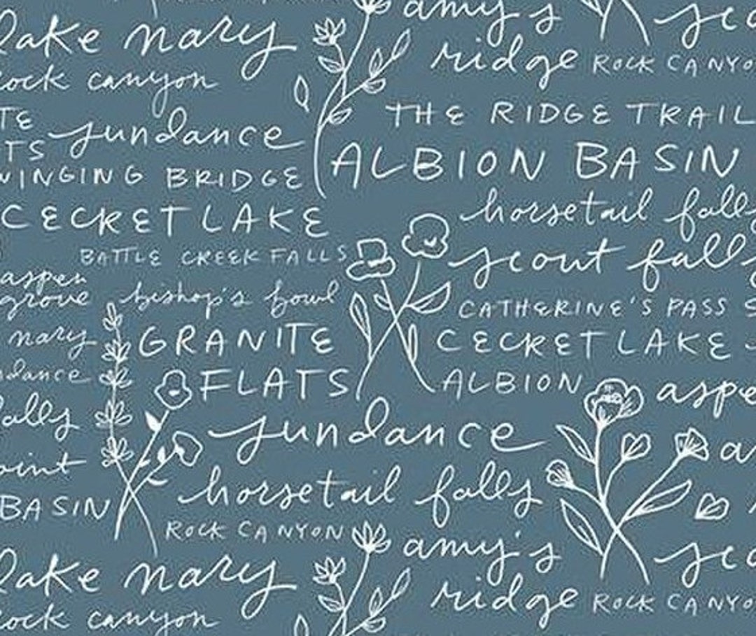 Albion Text Blue by Amy Smart for Riley Blake, 1/2 Yard - Cut ...