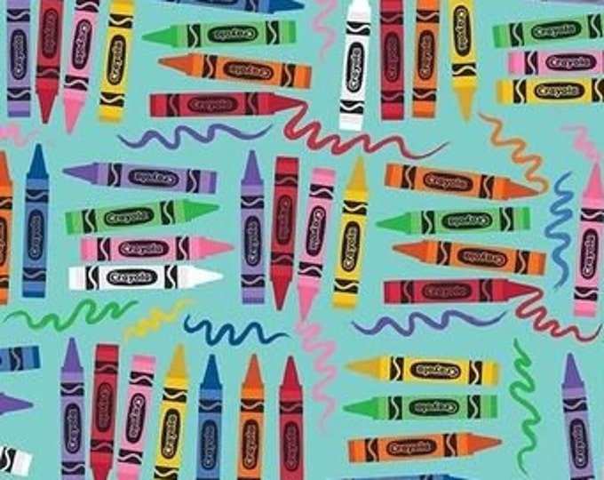 Art Box Crayons Aqua by Crayola for Riley Blake, 1/2 Yard Cut ...