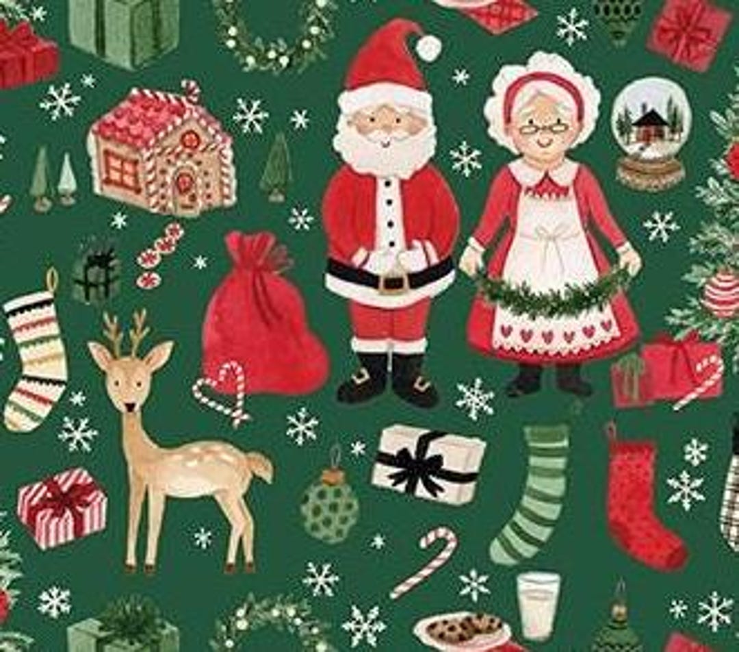 Charming Christmas Santa & Mrs. Claus Green by Kelsey Carlson for Riley ...