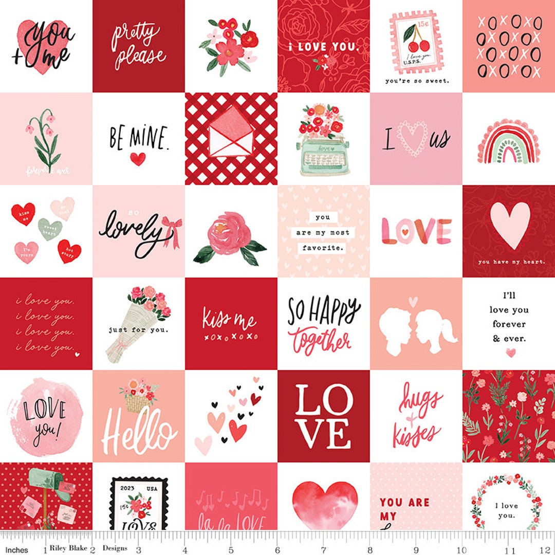 My Valentine Valentine Squares Red by Echo Park Paper Co for Riley ...