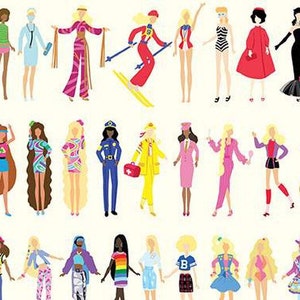 Barbie™ World Barbie Dolls Cream for Riley Blake Designs, 1/2 Yard Cut ...