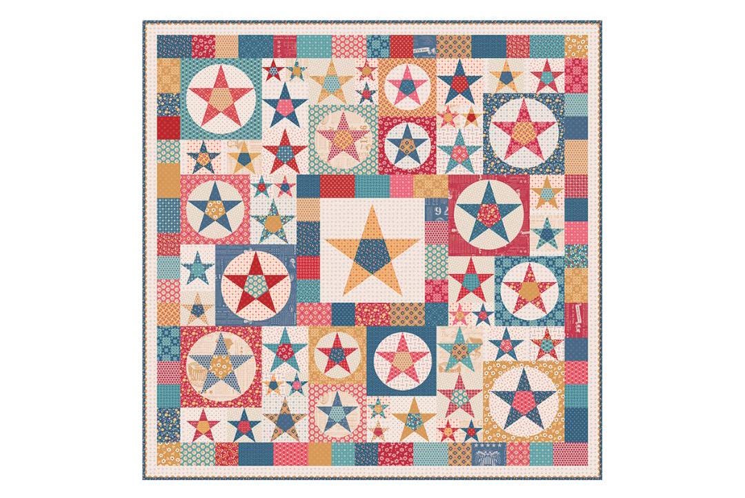 Farmhouse Star Quilt Kit With Paper Pattern and 52 Piece Fat Quarter ...