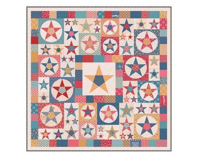 Farmhouse Star Quilt Kit With Paper Pattern and 52 Piece Fat Quarter ...