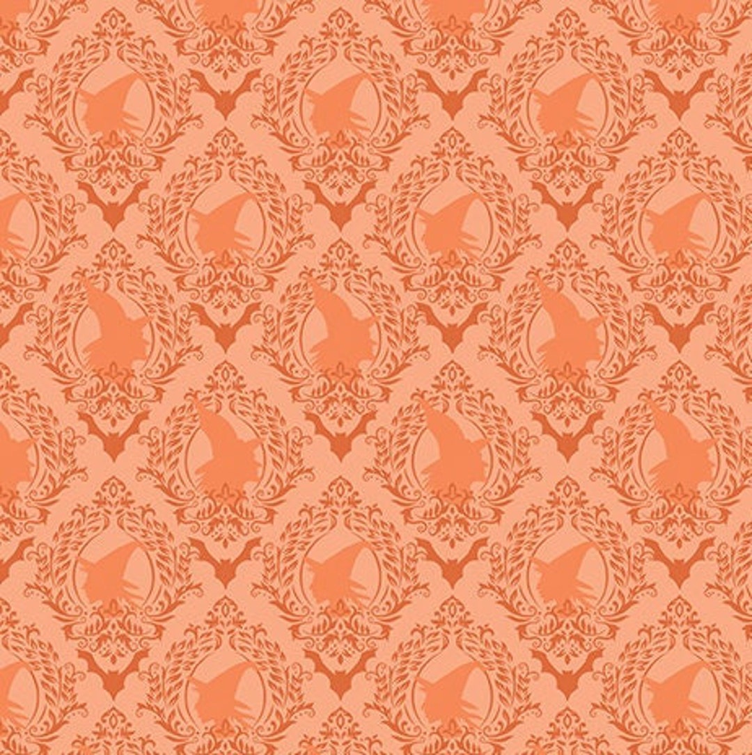 Spooky Schoolhouse Damask Orange L by Melissa Mortenson for Riley Blake ...