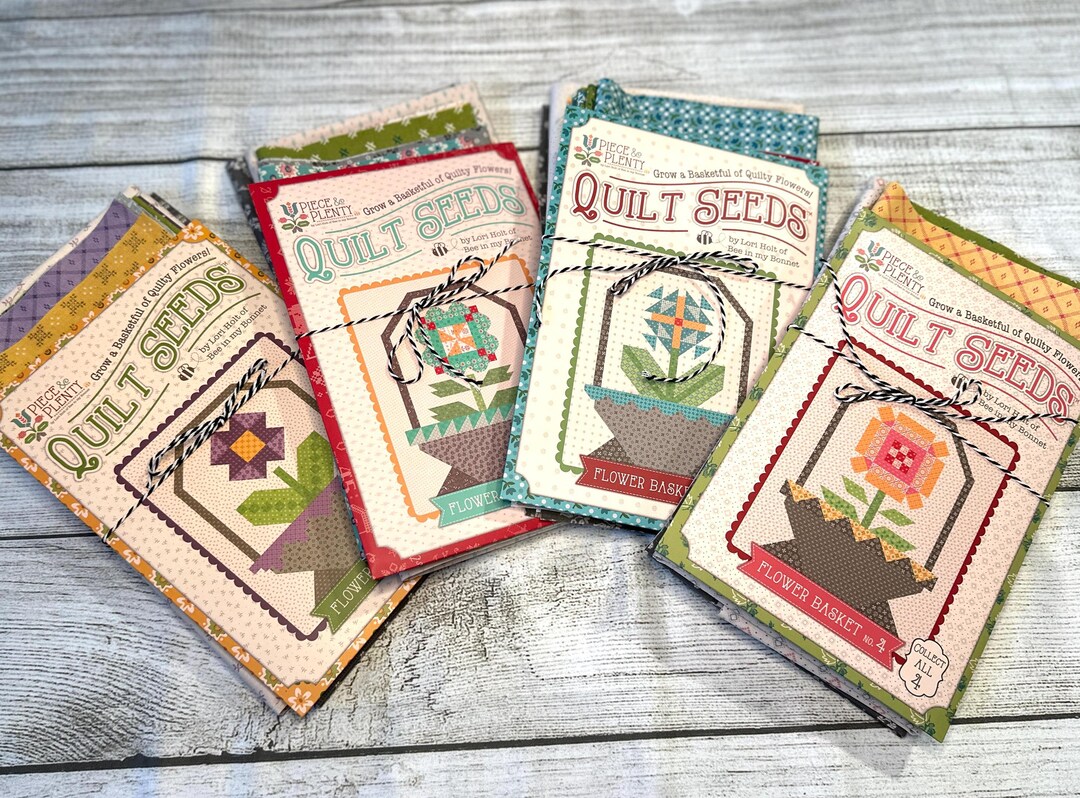 Piece & Plenty Flower Basket Quilt Seed Packets WITH Fabrics and ...