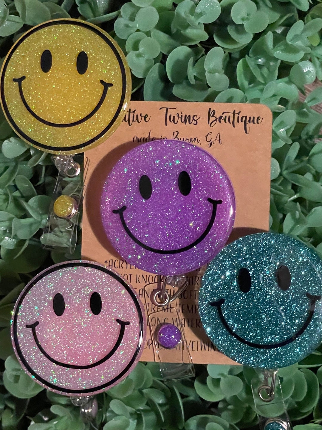 Smiley Face Badge Reel, Happy Face Interchangeable Badge Reel, Nurse ID Holder, Nurse Badge Reel ...