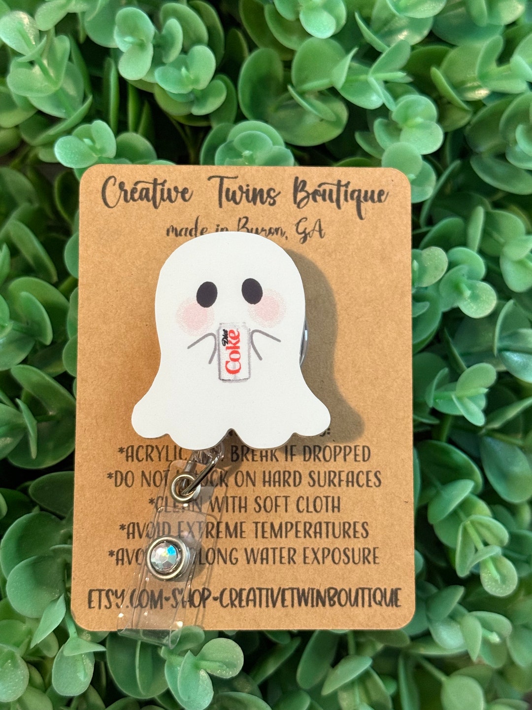 Cute Ghost With Diet Coke Badge Reel, Cute Ghost Badge Reel, ID Holder ...