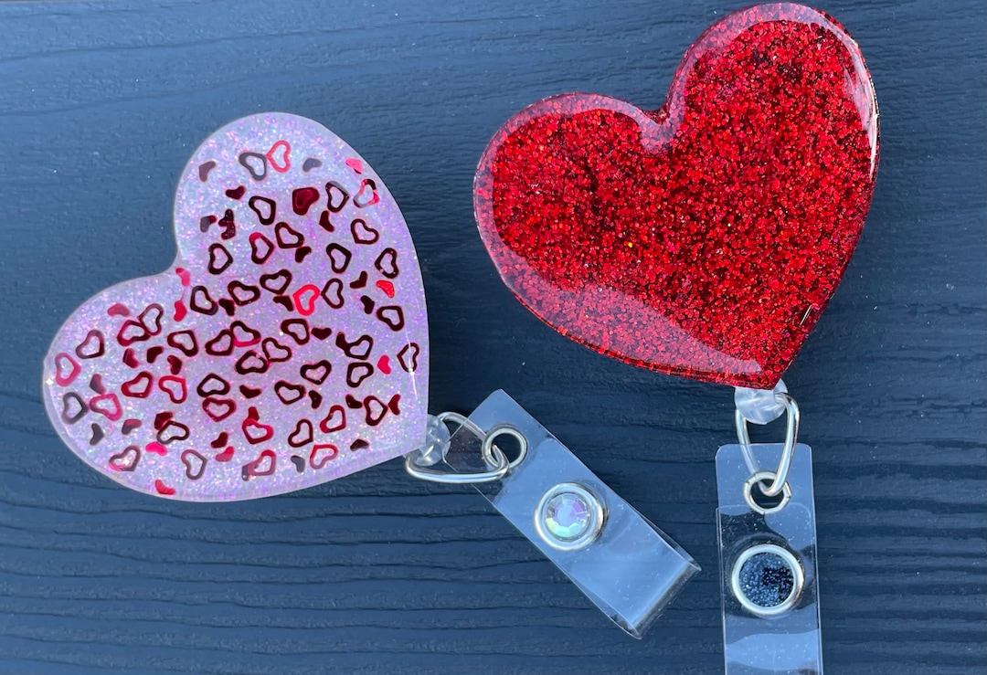 Valentine Heart Badge Reel, Interchangeable Badge Reel, Heart Badge ...
