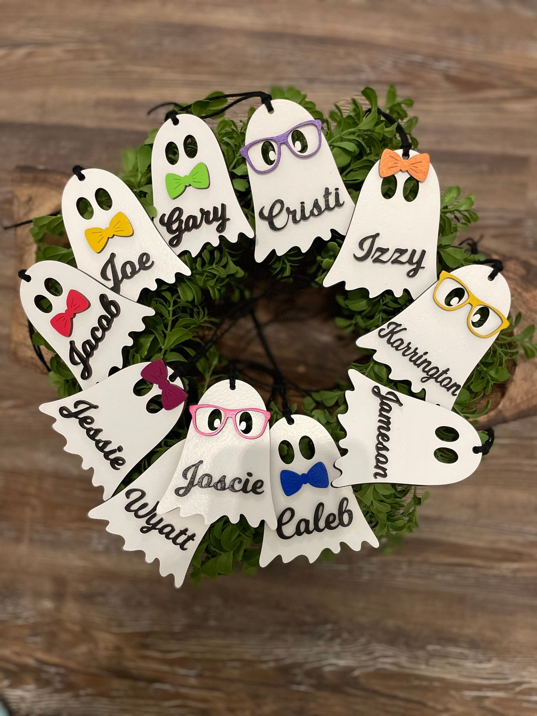 Halloween Tags, Ghost Name Tags, Personalized Name Tags, Wooden Name ...