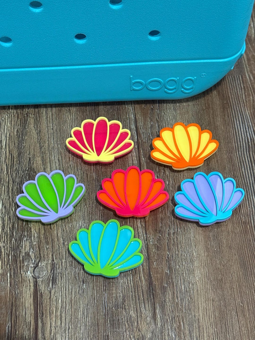 3D Acrylic Sea Shell Bogg Bag Charm: Beach Tote Accessory - Etsy
