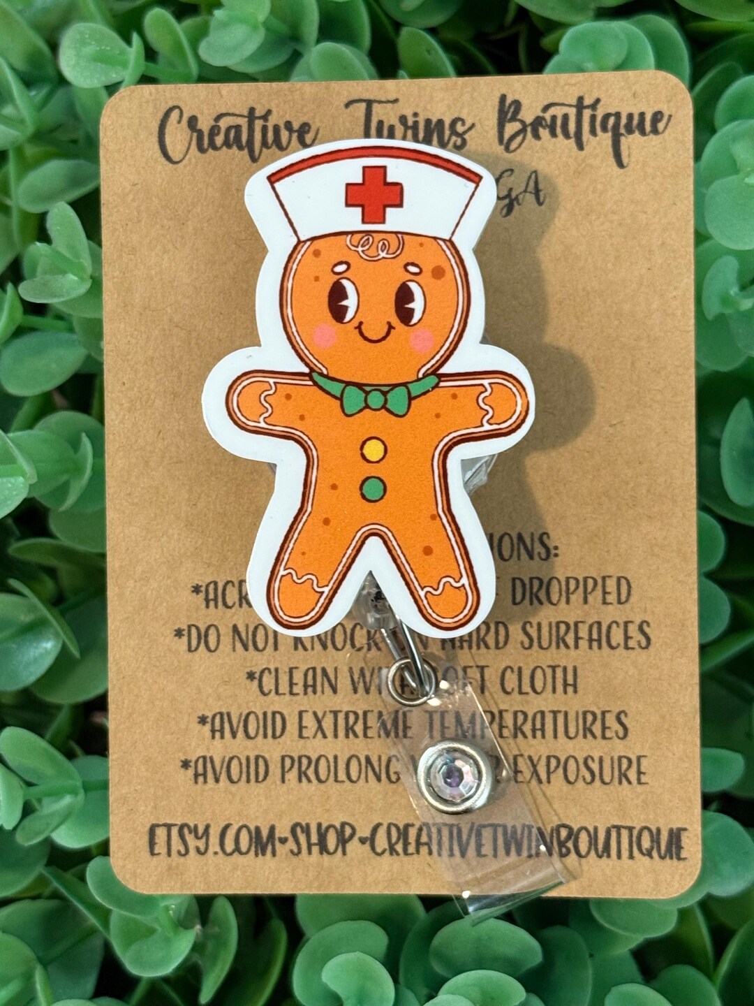 Gingerbread Man Christmas Retractable Badge Reel, ID Holder, Gift for ...