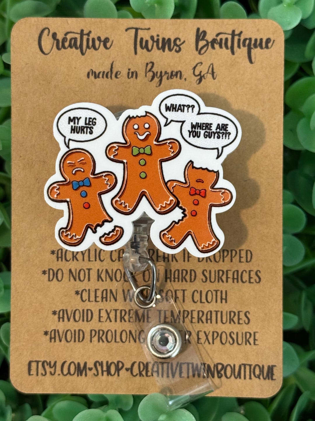 Gingerbread Men Christmas Retractable Badge Reel, ID Holder, Gift for ...