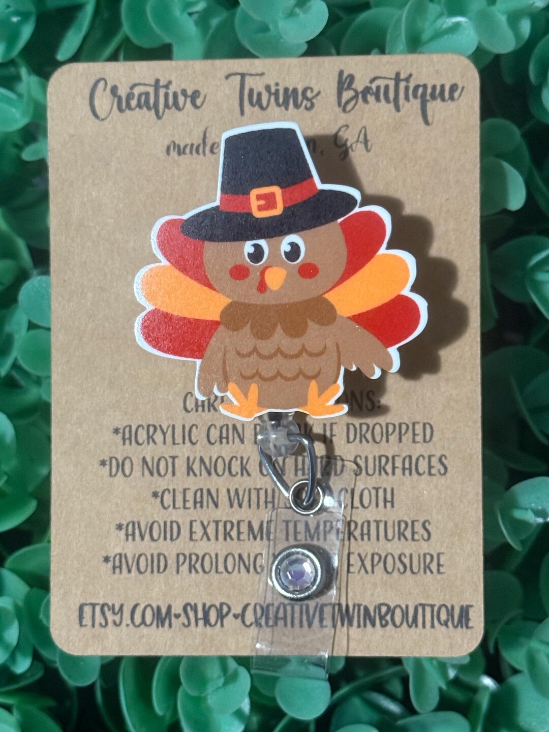 Thanksgiving Turkey Badge Reel: Acrylic ID Holder, Teacher Nurse Gift ...
