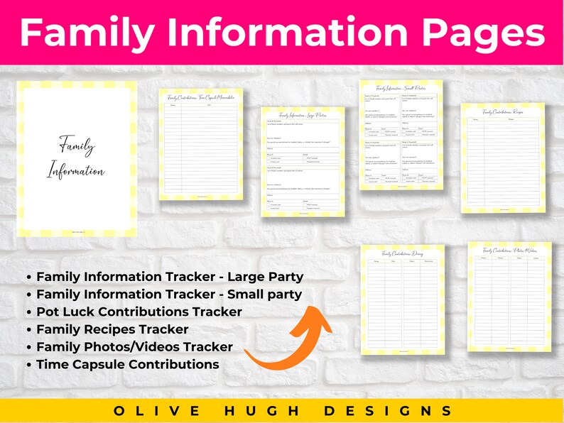 Family Reunion Planner PDF in Lemon Butter Yellow Printable and ...