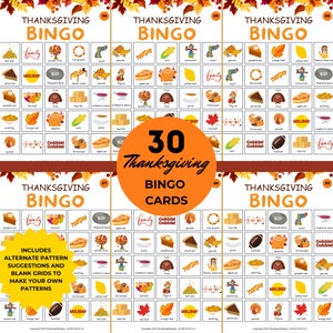 Thanksgiving Bingo • 30 Picture Bingo Cards • Fun Party Activity for ...