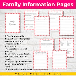 Family Reunion Planner PDF in Red • Printable and Fillable Worksheets ...