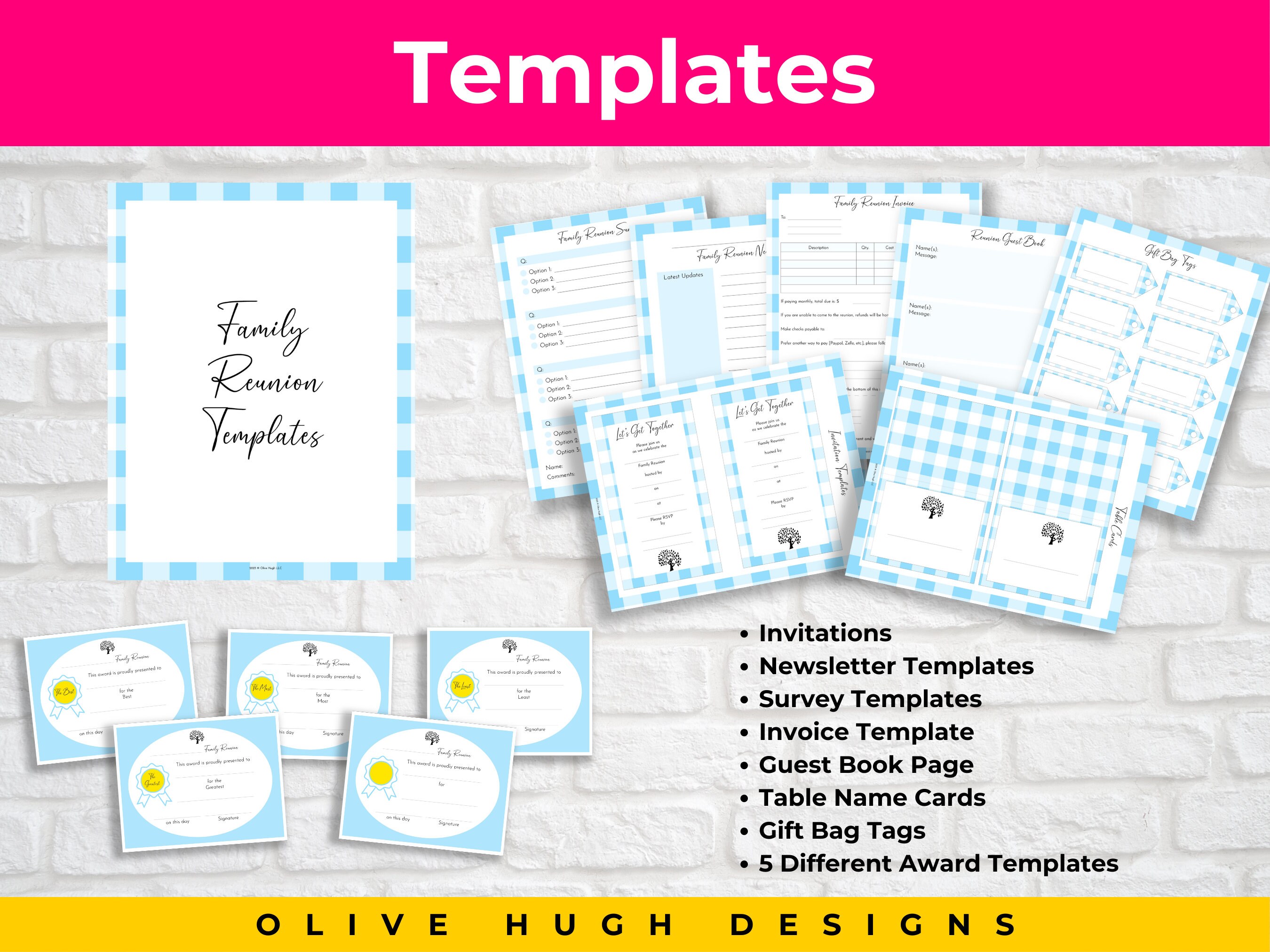 Family Reunion Planner PDF in Blue Printable and Fillable Worksheets ...