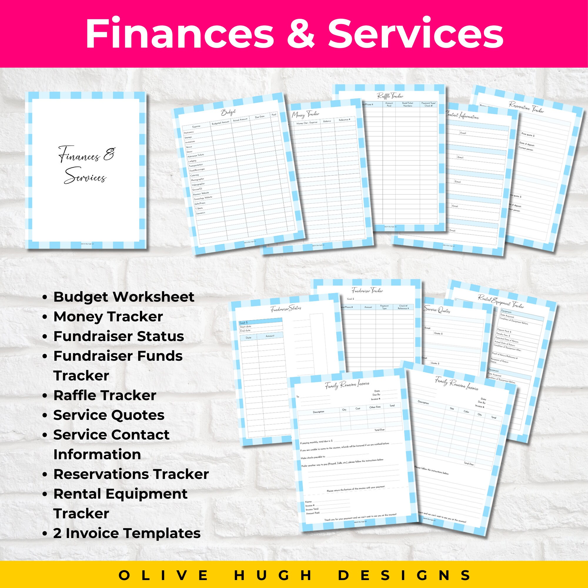 Family Reunion Planner PDF in Blue • Printable and Fillable Worksheets ...