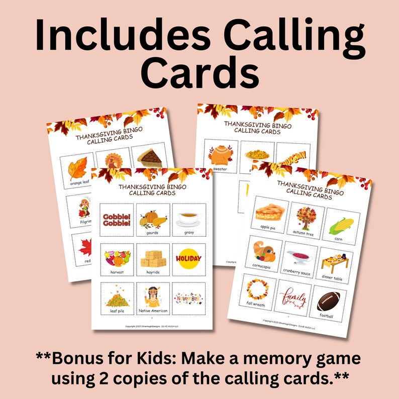 Thanksgiving Bingo • 30 Picture Bingo Cards • Fun Party Activity for ...