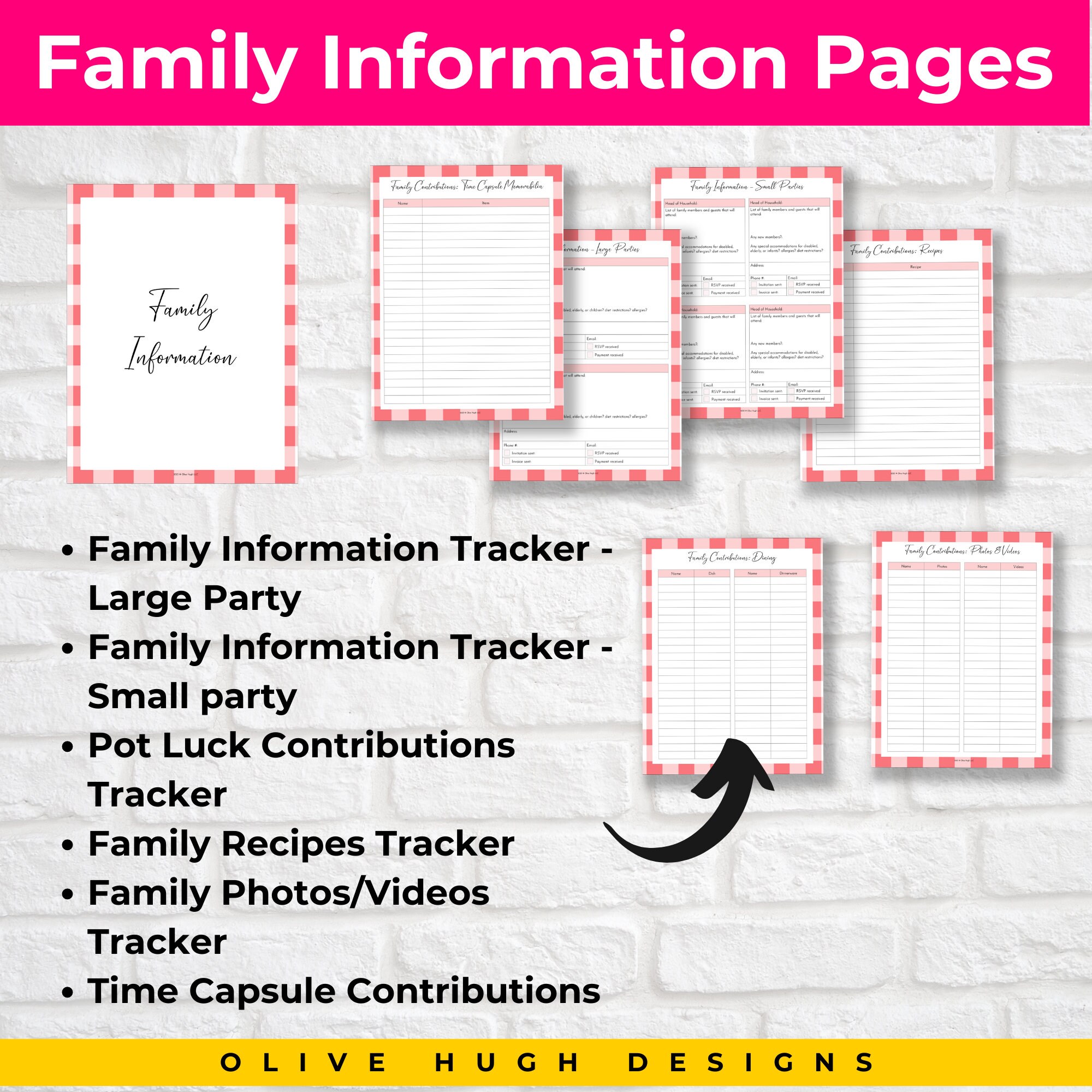 Family Reunion Planner PDF in Red Printable and Fillable Worksheets ...