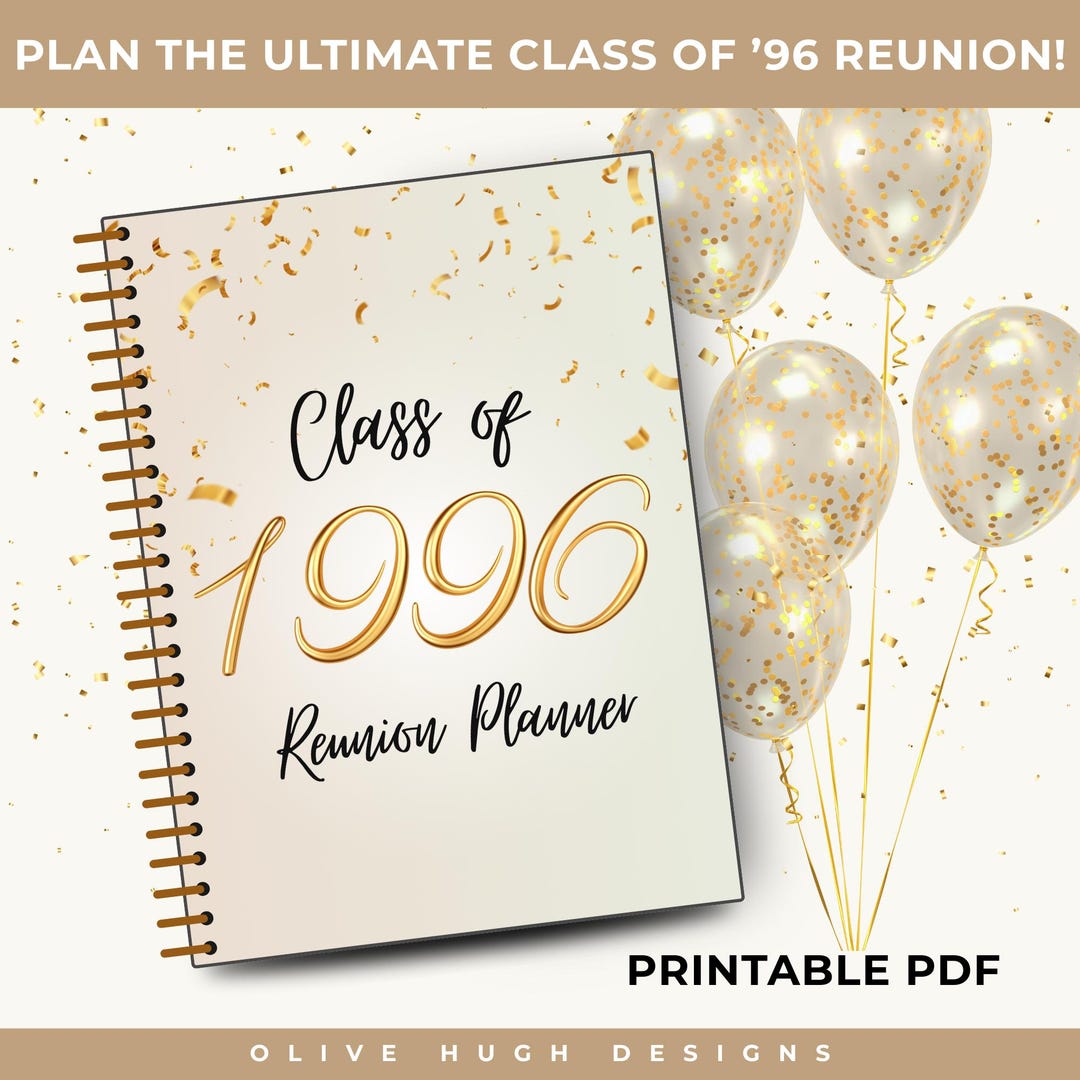 Class of 1996 Reunion Planner • Printable PDF Organizer • Includes ...