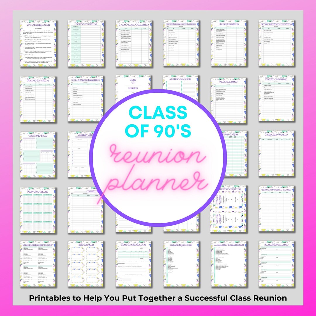 The Nineties High School Class Reunion Planner • 1990 • 1991 • 1992 ...