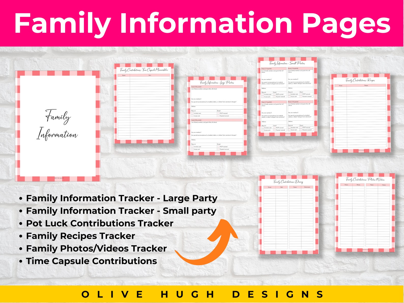 Family Reunion Planner PDF in Red Printable and Fillable - Etsy