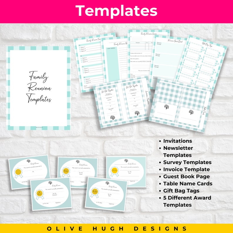 Family Reunion Planner PDF in Mint Printable and Fillable Worksheets ...