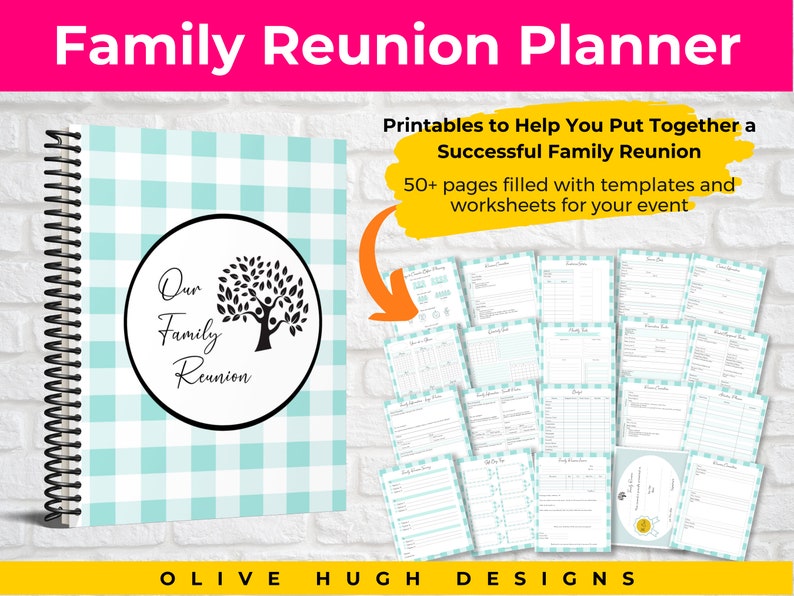 Family Reunion Planner PDF in Mint Printable and Fillable - Etsy