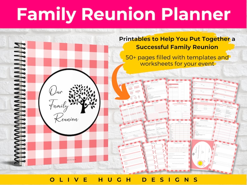 Family Reunion Planner PDF in Red Printable and Fillable - Etsy