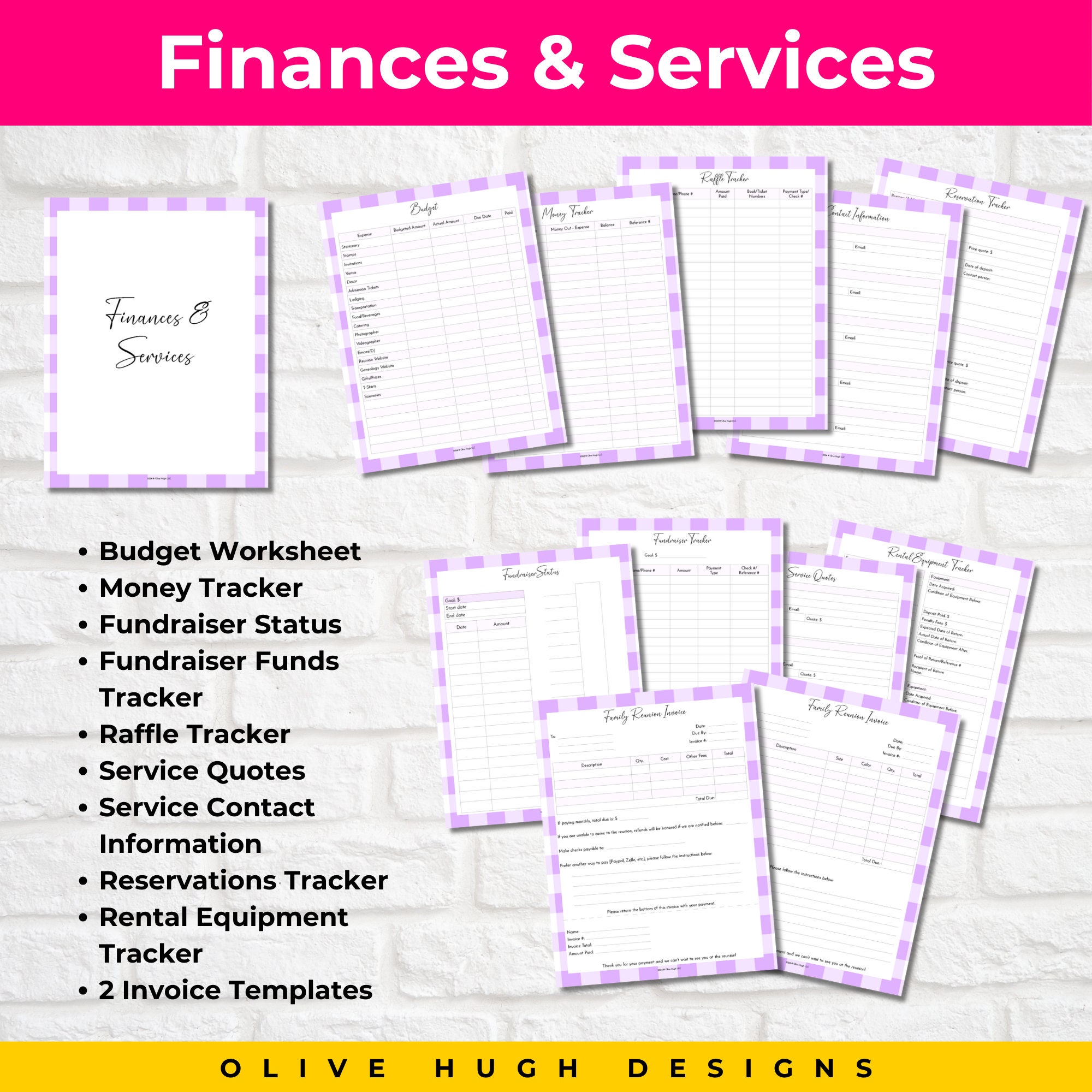 Family Reunion Planner PDF in Lilac • Printable and Fillable Worksheets ...