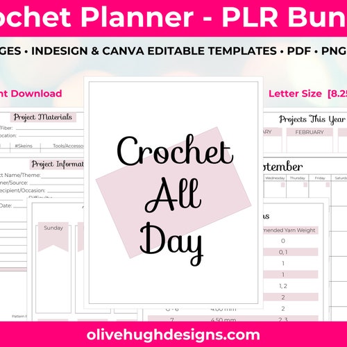 Crochet Editable Templates for Journal Canva KDP Planner - Etsy
