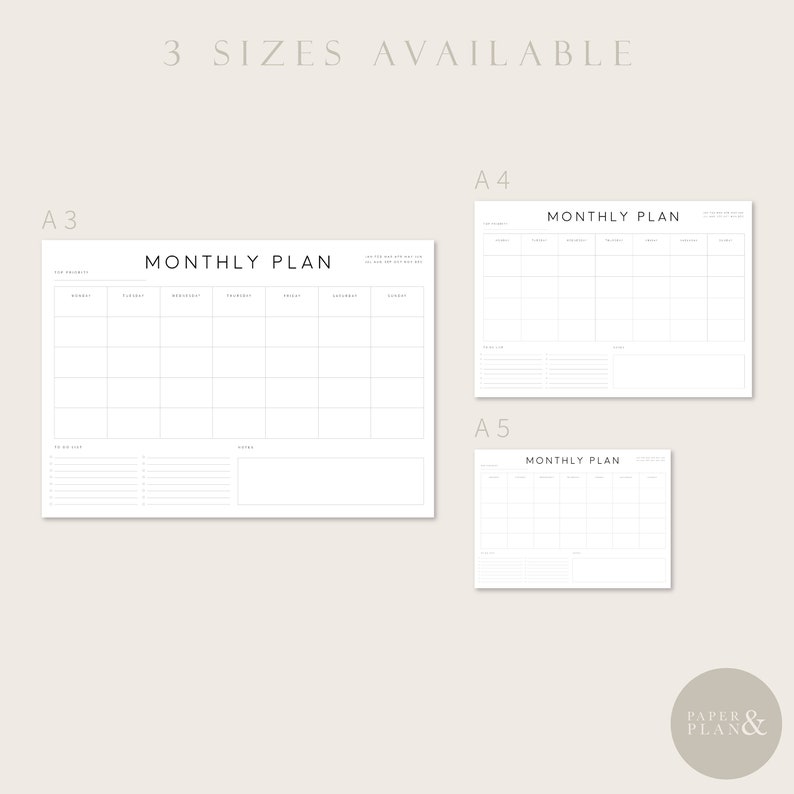 Monthly Planner Printable Landscape | Monthly Agenda | Monday & Sunday ...