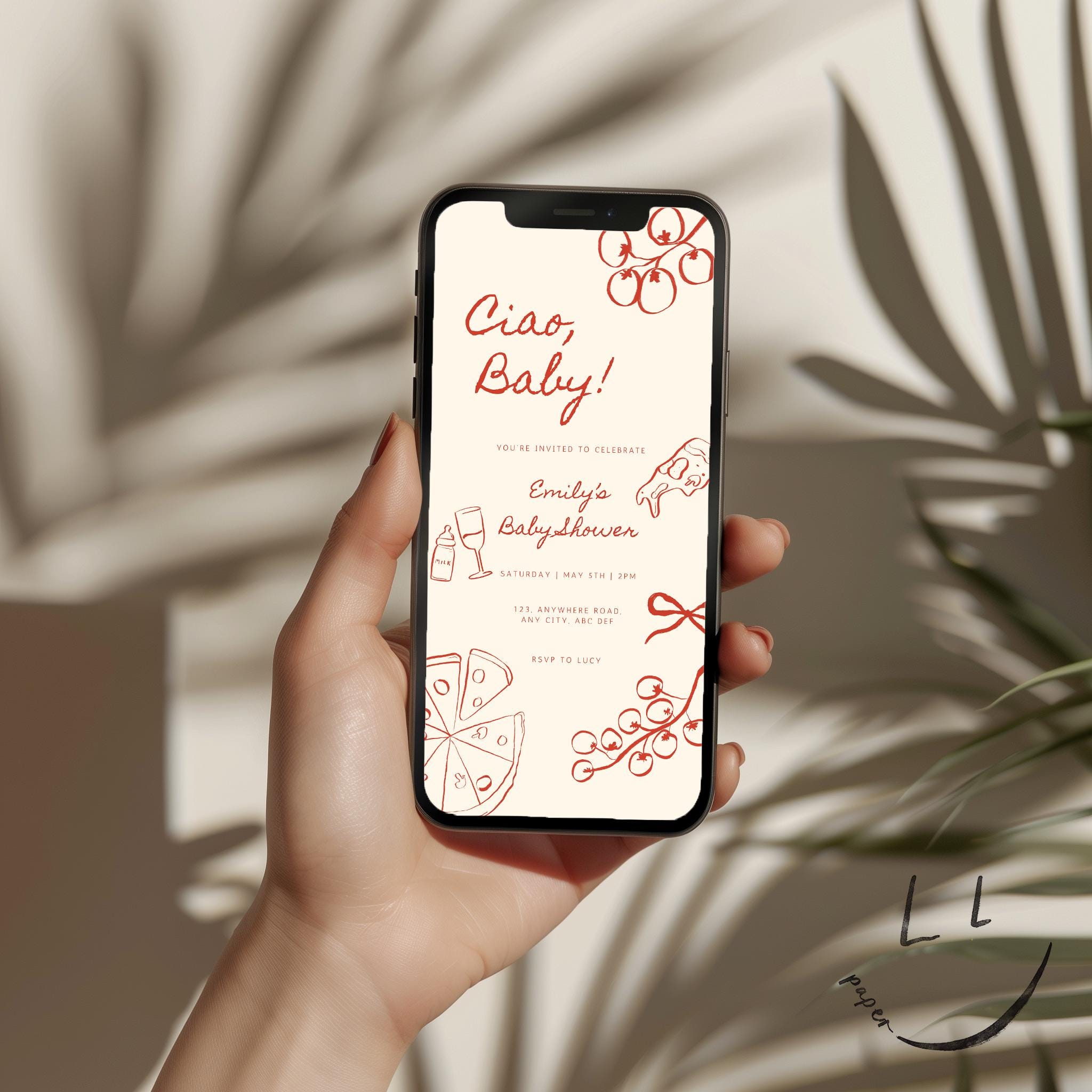 Ciao Baby Shower Invitation: Hand Drawn Italian Invite (digital ...