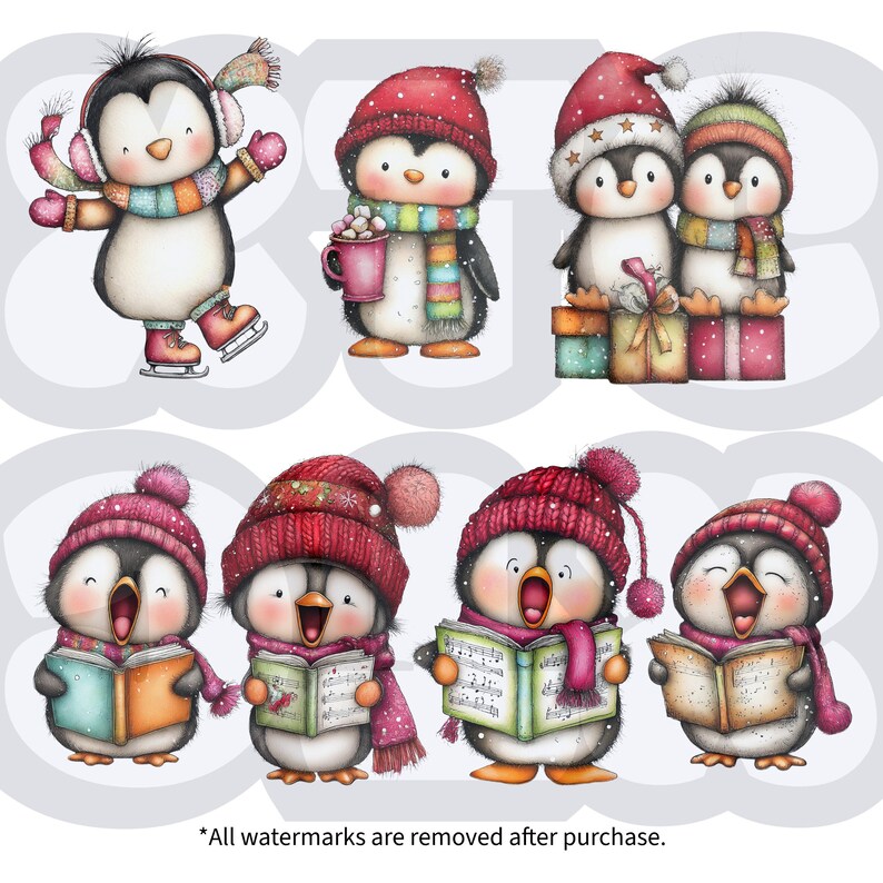 Merry Penguin Moment Clipart - Winter Collection (20 Transparent Pngs ...