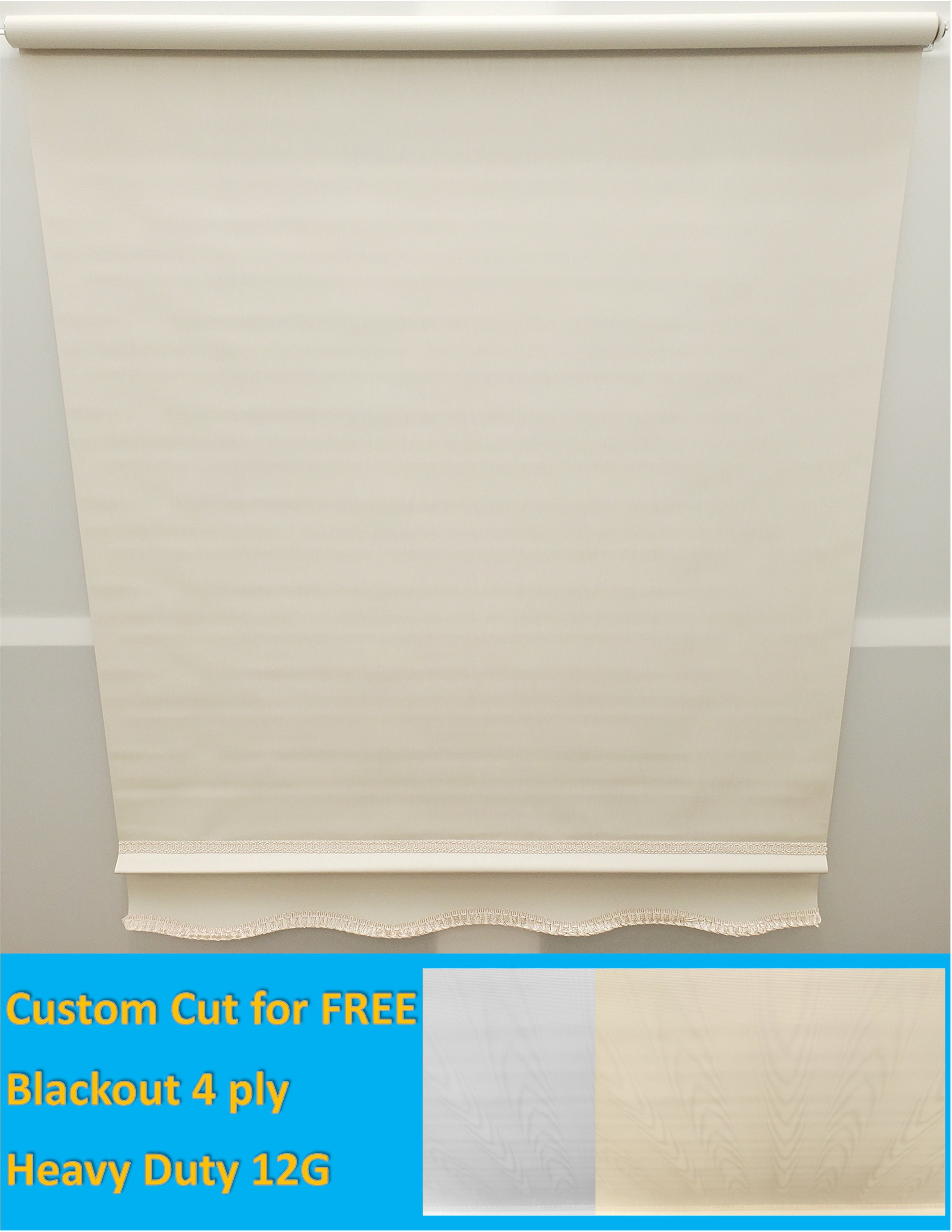 Heavy Duty Blackout Roller Shade Custom Cut to Order Fiberglass Moire ...