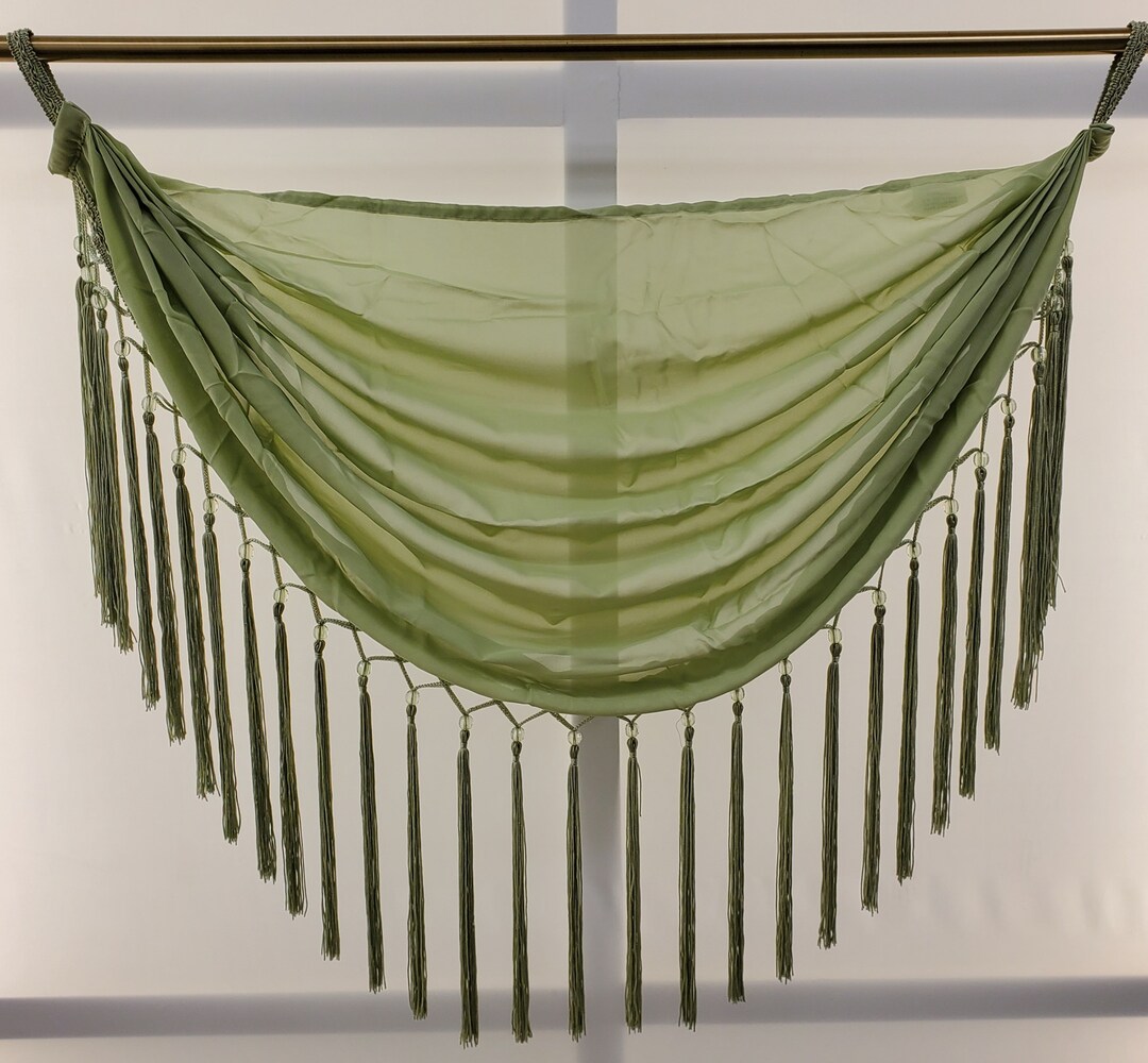 Georgette Beaded Fringe Valance 28wx18l - Etsy