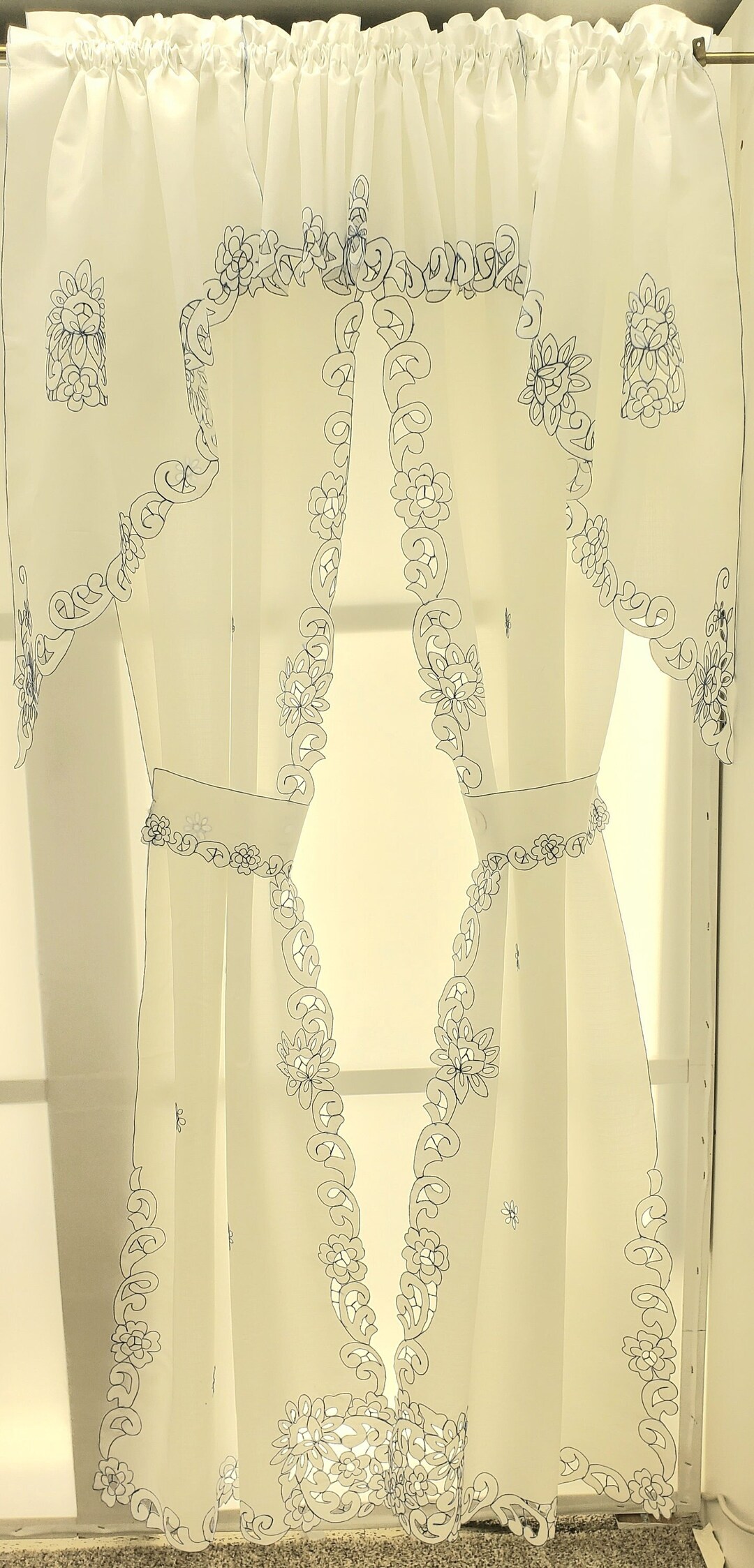 Scrolling Embroidered Linen-look Cutwork - Etsy