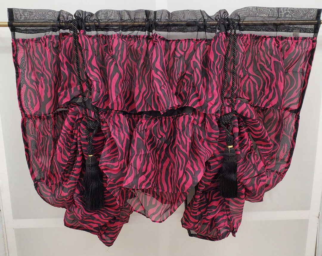 Zebra Print Magenta and Black or Cyan and Black Sheer Voile Tie-up ...