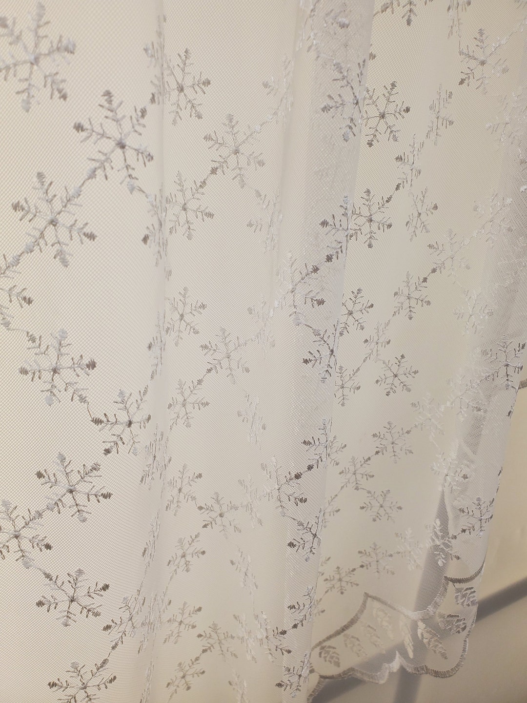 Embroidered Snowflake Ivory Lace Swag or Tier Pair - Etsy