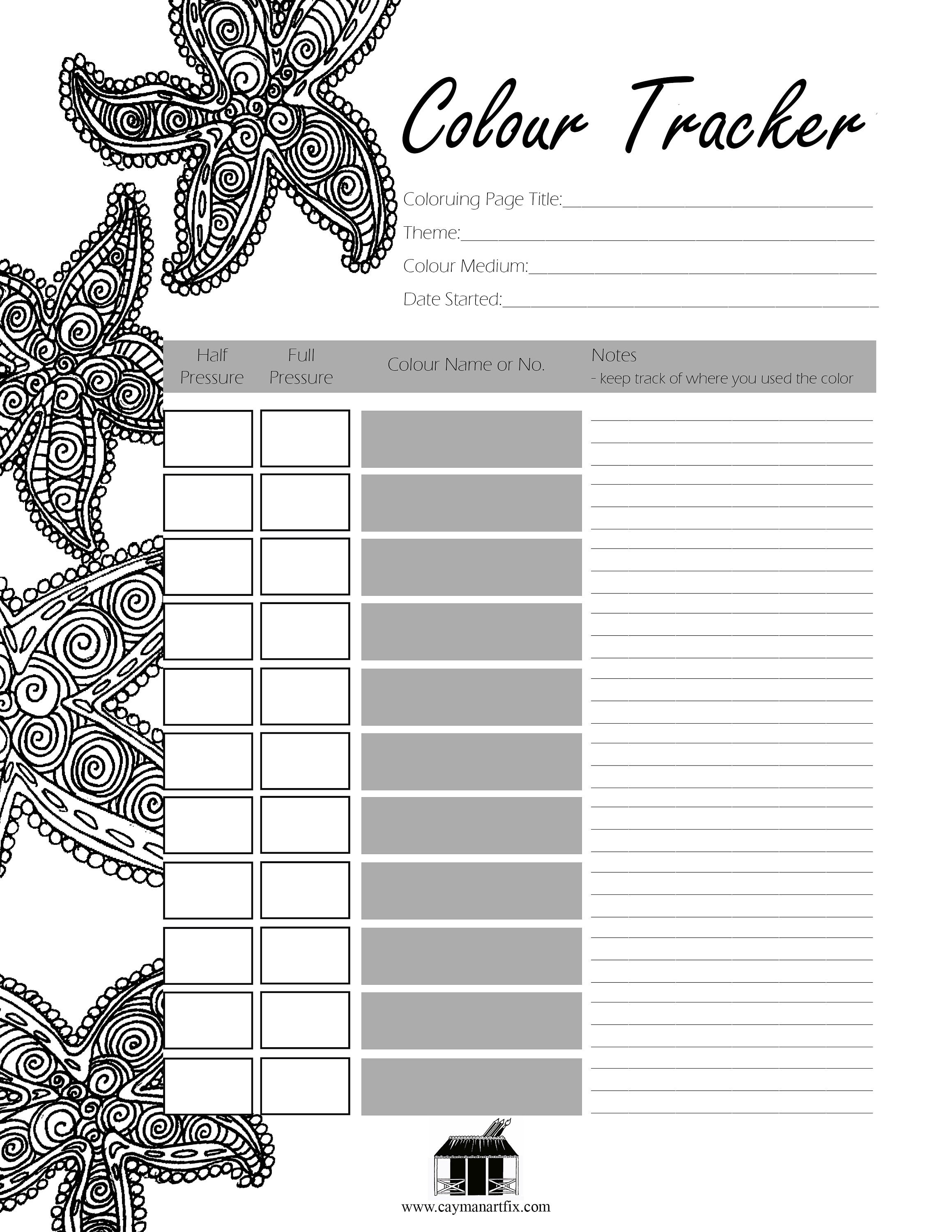 Color tracker Colour tracker Coloring book tracker | Etsy