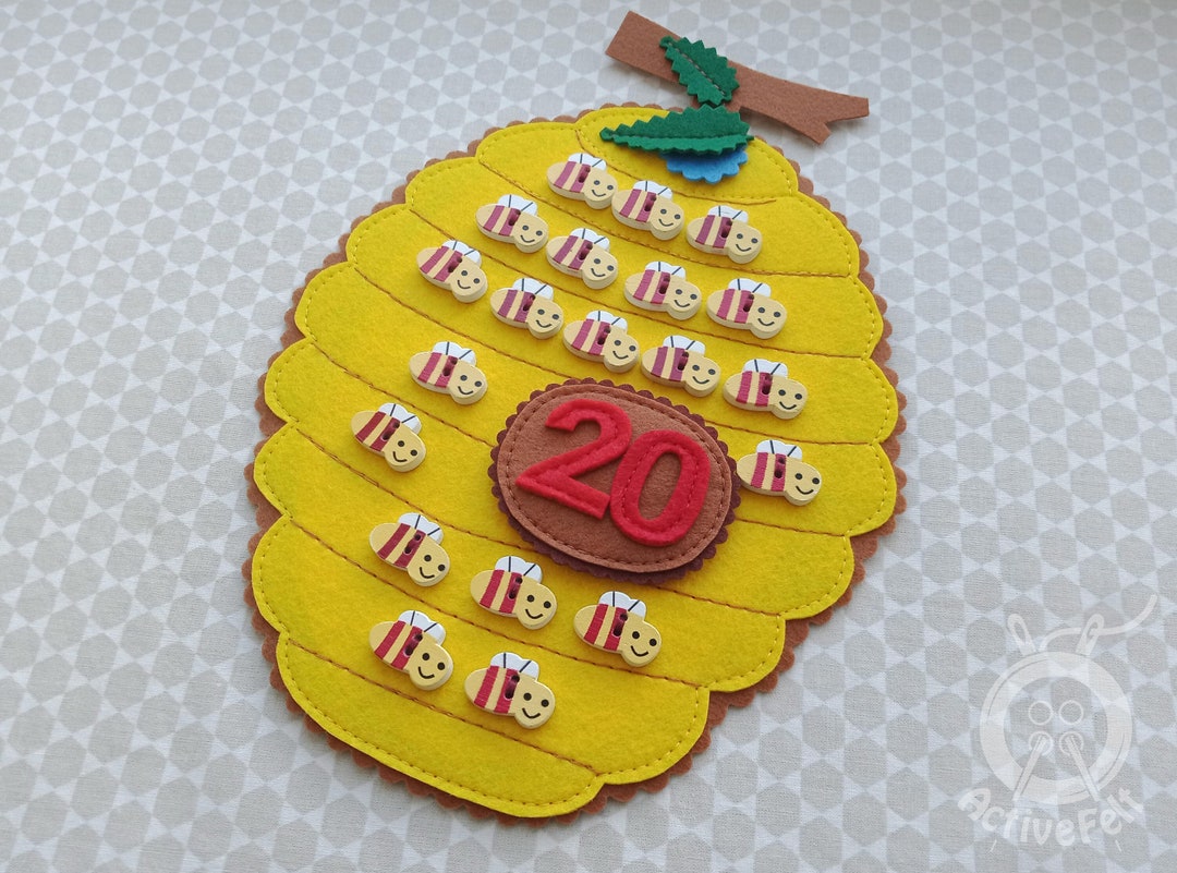 1-20 Bee Activity, Counting Beehives Felt Learning Game, Montessori ...