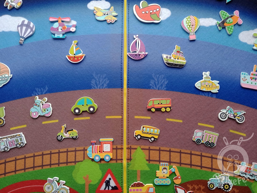 Air Land Water Transportation Sorting Activity, Felt Mat With 34 Wooden ...