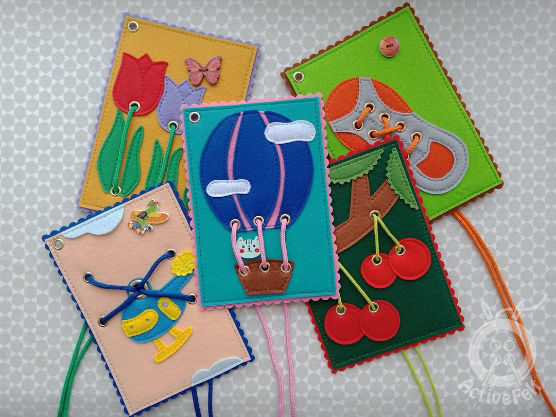 Lacing Cards, Toddler Mini Quiet Book, Toddler Montessori Sewing Toy ...