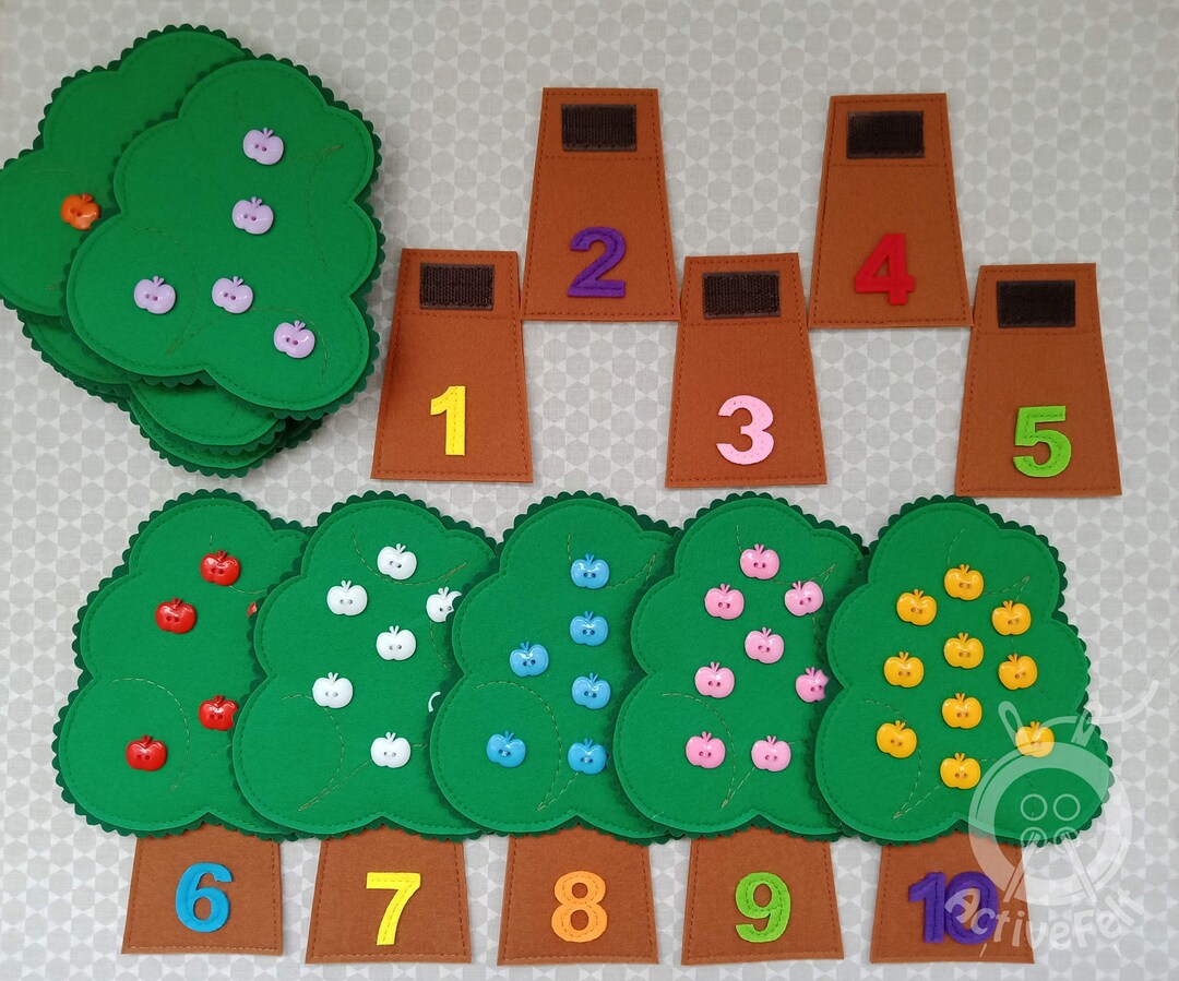 Felt Apple Tree Number Matching Game: Montessori Toddler Learning ...