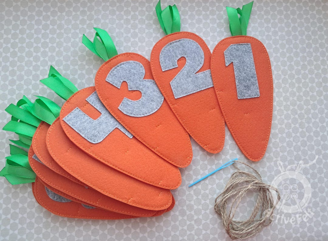 10 Felt Carrots With Numbers Easter Activity, Montessori Classroom ...